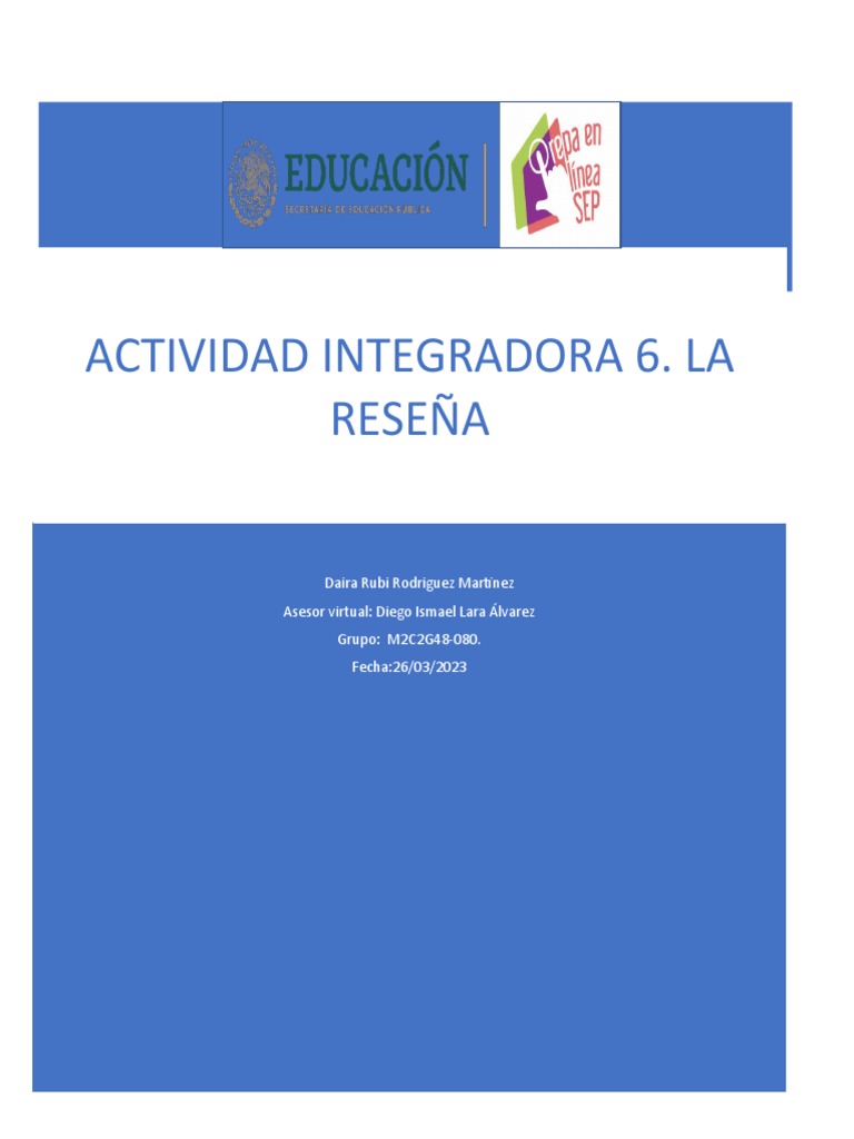 Actividad Integradora 6. La Reseña | PDF