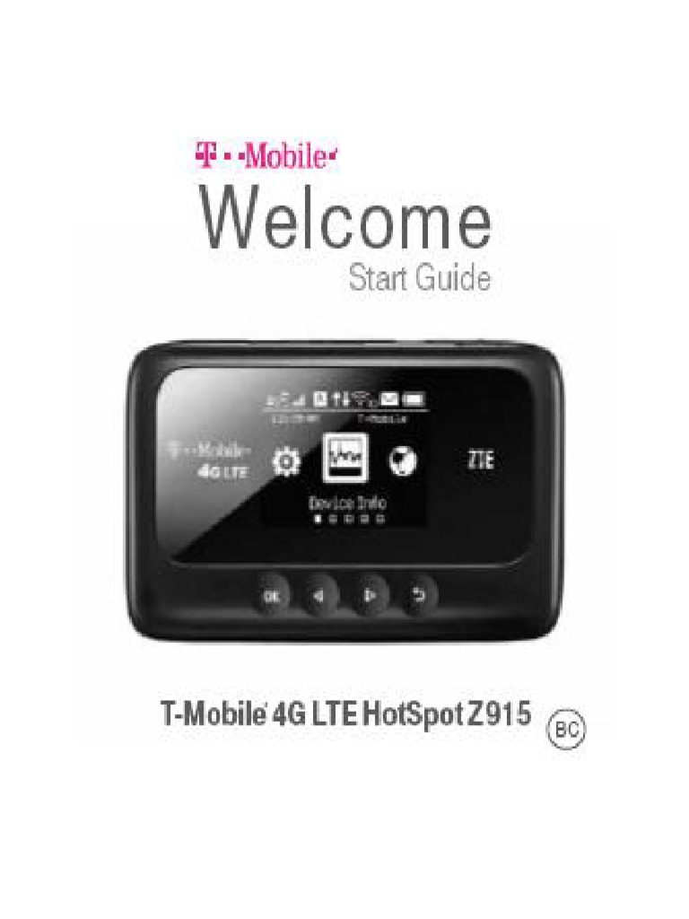 T-Mobile 4G LTE HotSpot Z915 Getting Started Guide | PDF | T Mobile Us | Wi Fi