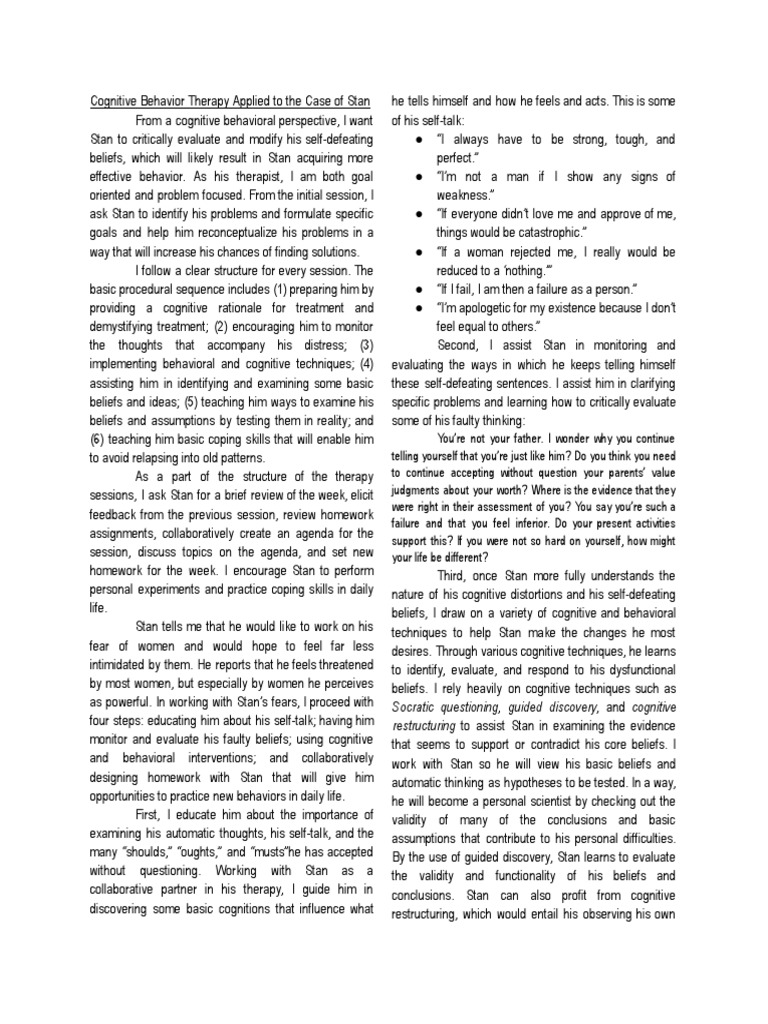 Socratic Questioning, Guided Discovery, and Cognitive Restructuring To ...