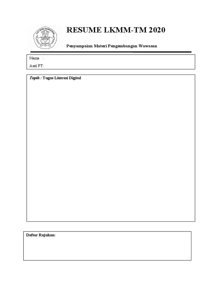 Resume LKMM-TM 2020: Penyampaian Materi Pengembangan Wawasan | PDF