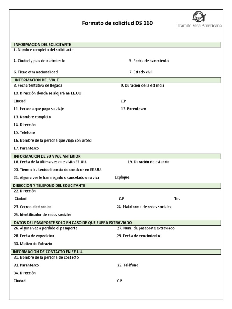 Formulario DS-160: Guía Completa | PDF