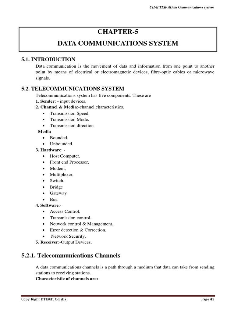 CH 5 Data Communication System | PDF | Computer Network | Osi Model