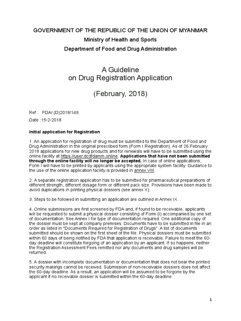 Guideline For Drug Registration Applicants 20JAN2018 1 | PDF ...