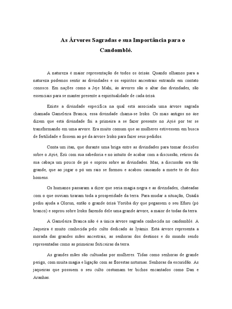A Importância Das árvores Sagradas Para O Candomblé E Sua Relação Com A