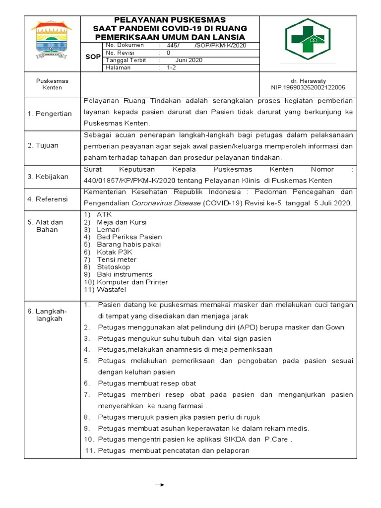 Sop Pelayanan Puskesmas | PDF