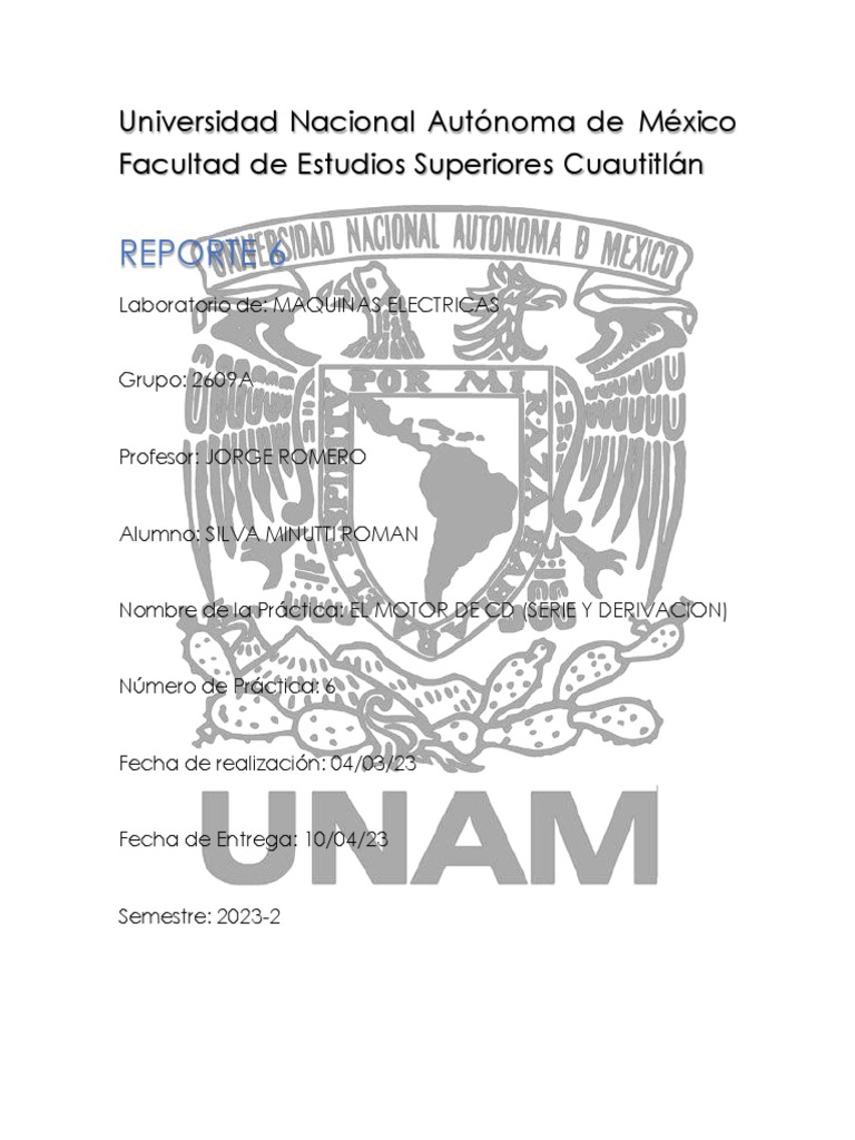 Reporte 6 MAQUINAS, Silva Minutti | PDF | Motor eléctrico | Corriente ...