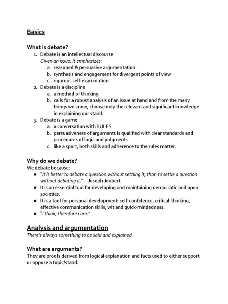 Basics: What Is Debate? | PDF | Argument | Logic