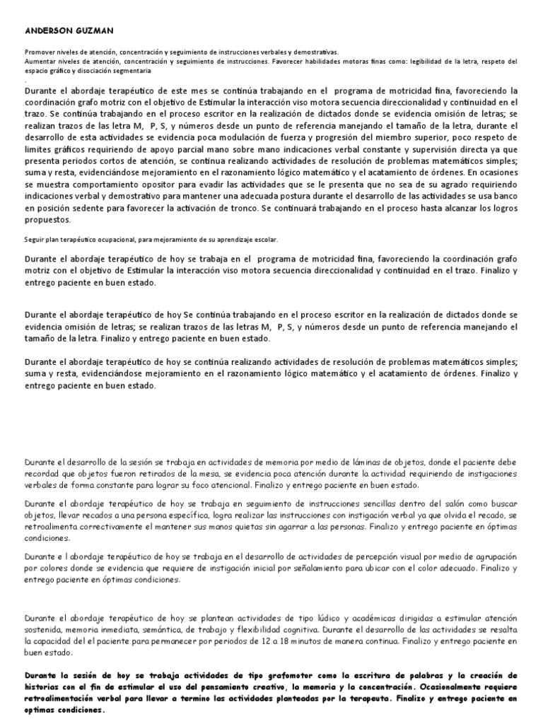 Anderson Guzman | PDF | Memoria | Terapia ocupacional