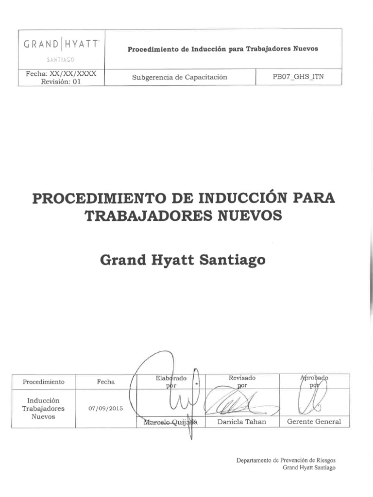 Procedimiento de Inducción para Trabajadores Nuevos | PDF