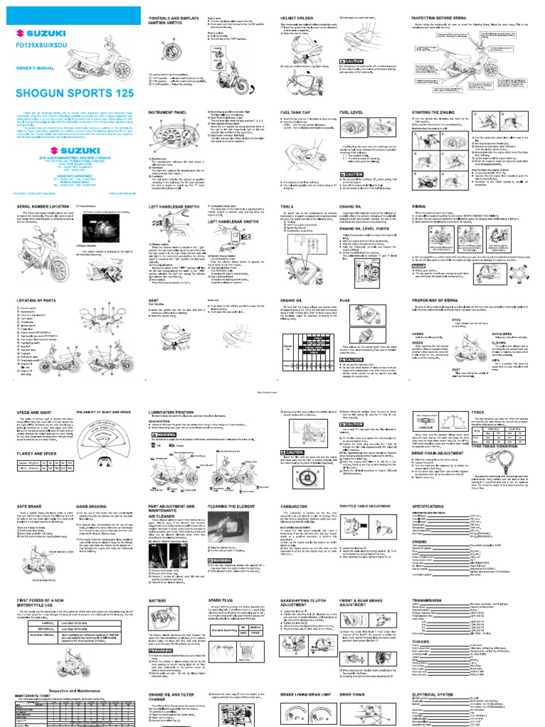 Suzuki Shogun 125 Manual | PDF