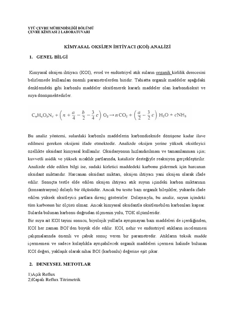 Kapalı Refluks Titrimetrik KOİ Analizi | PDF
