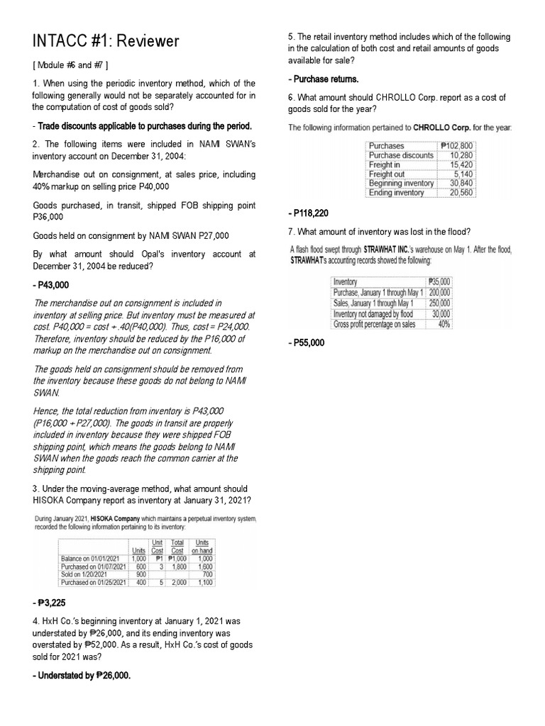 INTACC 1 Reviewer | PDF
