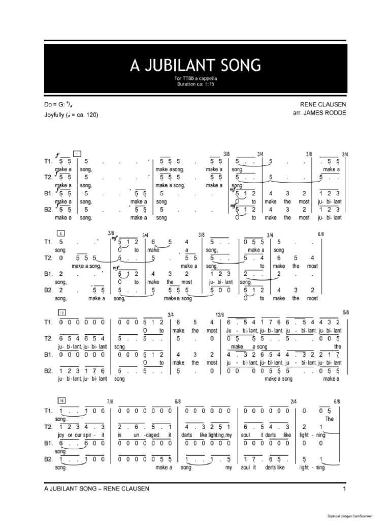 30 A Jubilant Song Rene Clausen TTBB | PDF