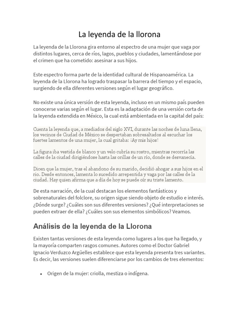 La Leyenda de La Llorona | PDF