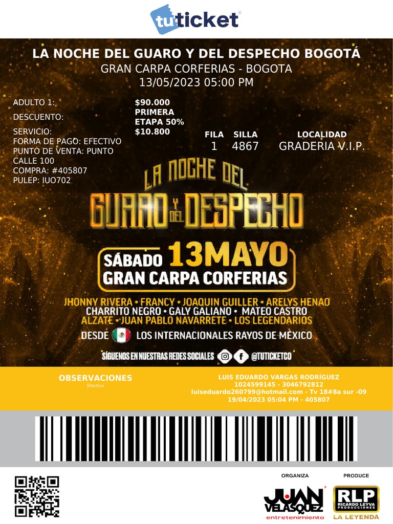 La Noche Del Guaro Y Del Despecho Bogotá: Gran Carpa Corferias - Bogota ...