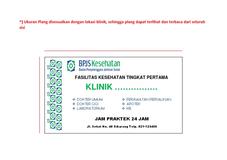 Papan Nama Klinik Bpjs | PDF