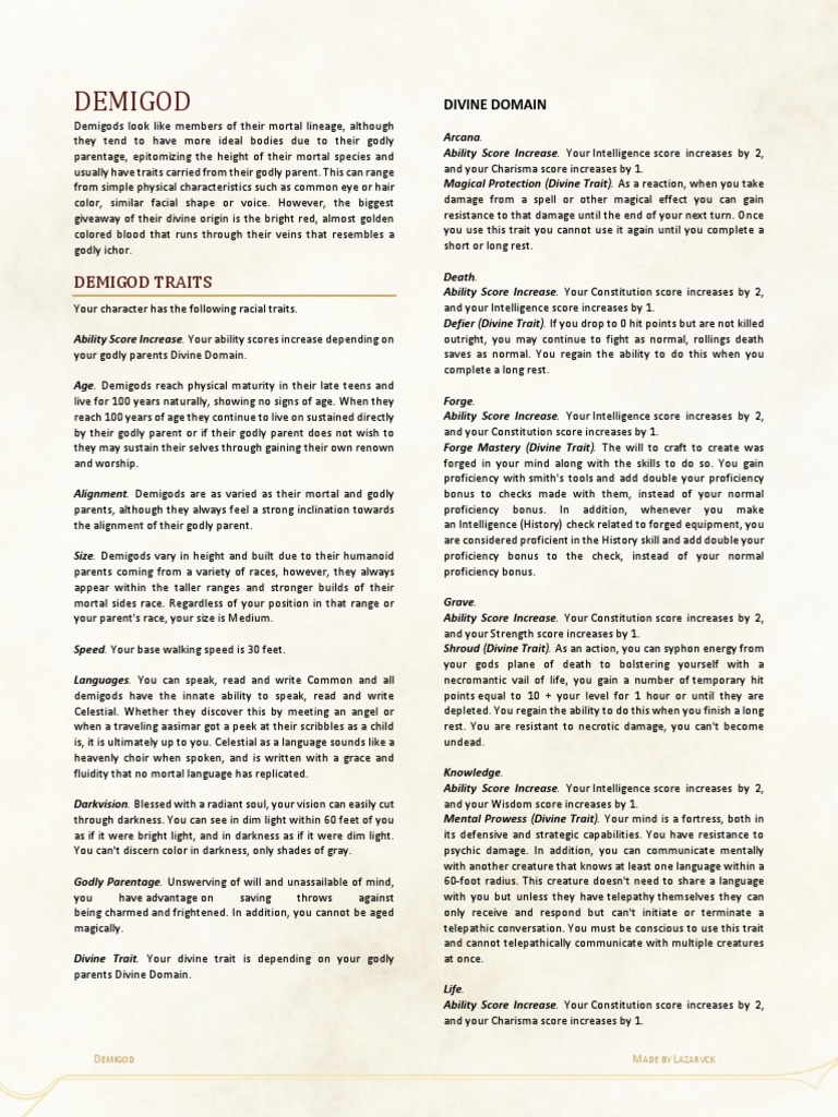 Race - Demigod | PDF