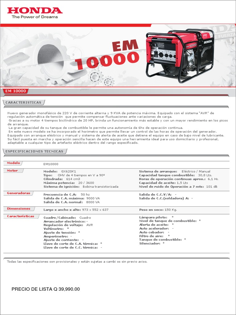 EM10000 | PDF | Corriente alterna | Generador eléctrico