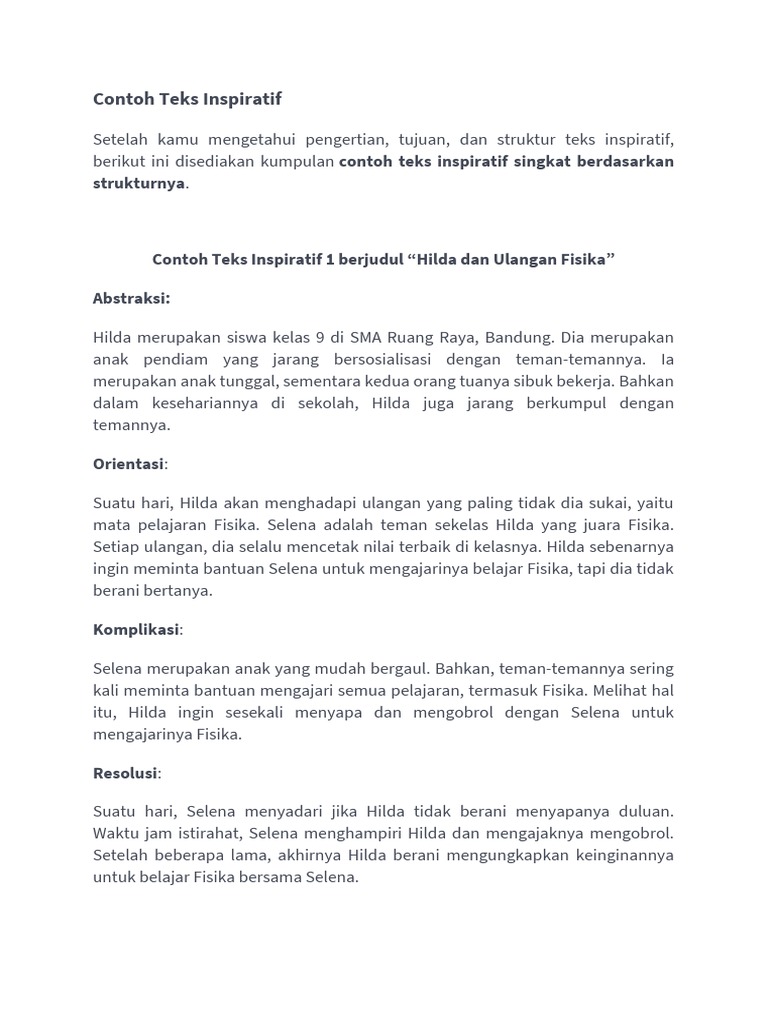 Contoh Teks Inspiratif | PDF