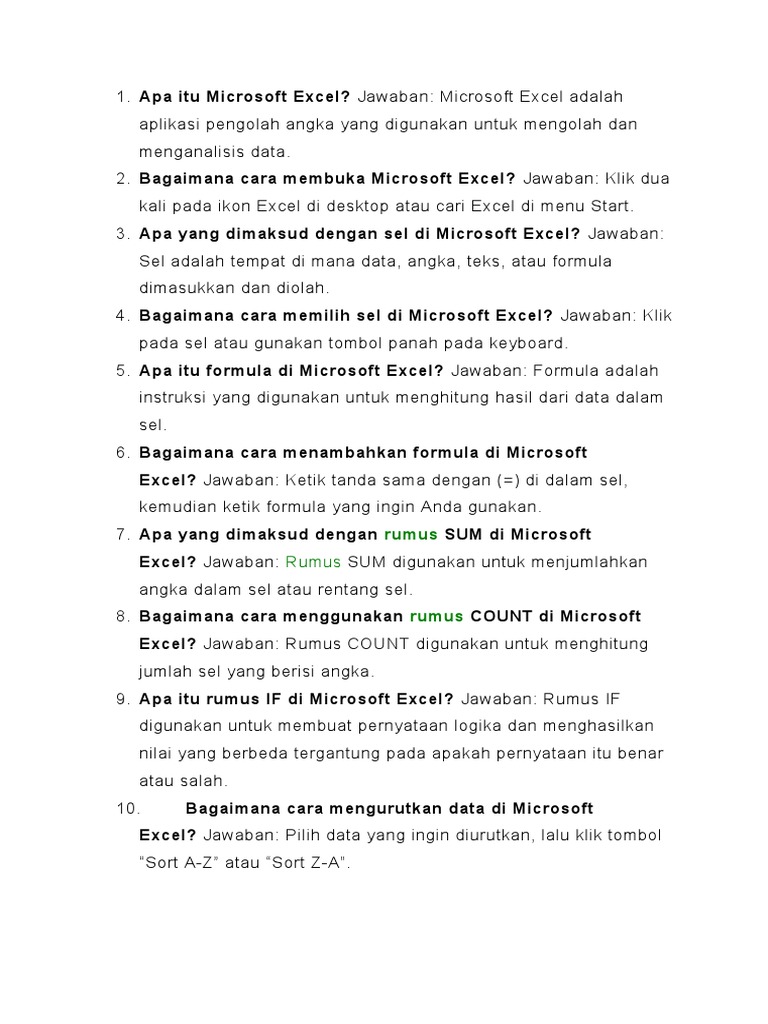 Pengenalan Microsoft Excel dan Fungsinya | PDF