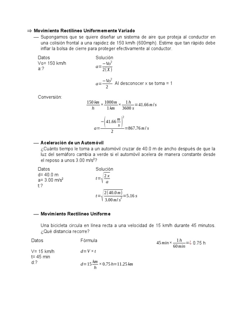 Movimiento Rectilíneo Uniformemente Variado | PDF | Aceleración | Física