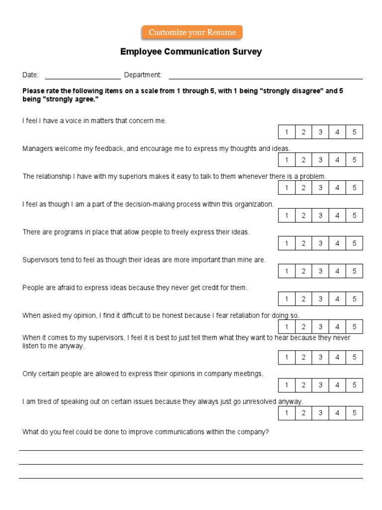 Employee Communication Survey | PDF | Copyright | Communication
