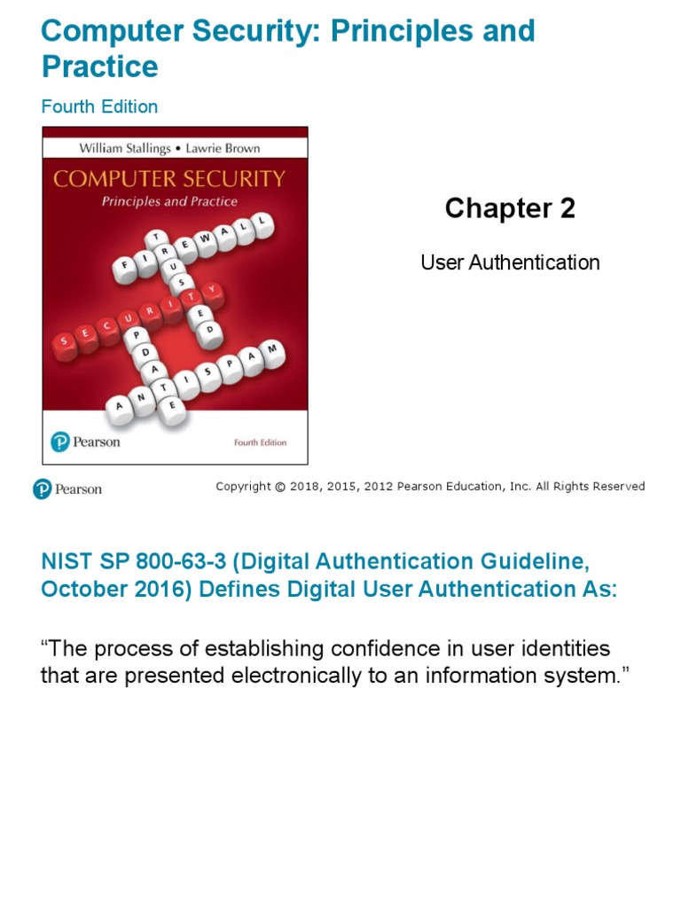 CH01 COMPUTER SECURITY TECHNOLOGY AND PRINCIPLES User Authentication - Part2 | PDF | Password ...