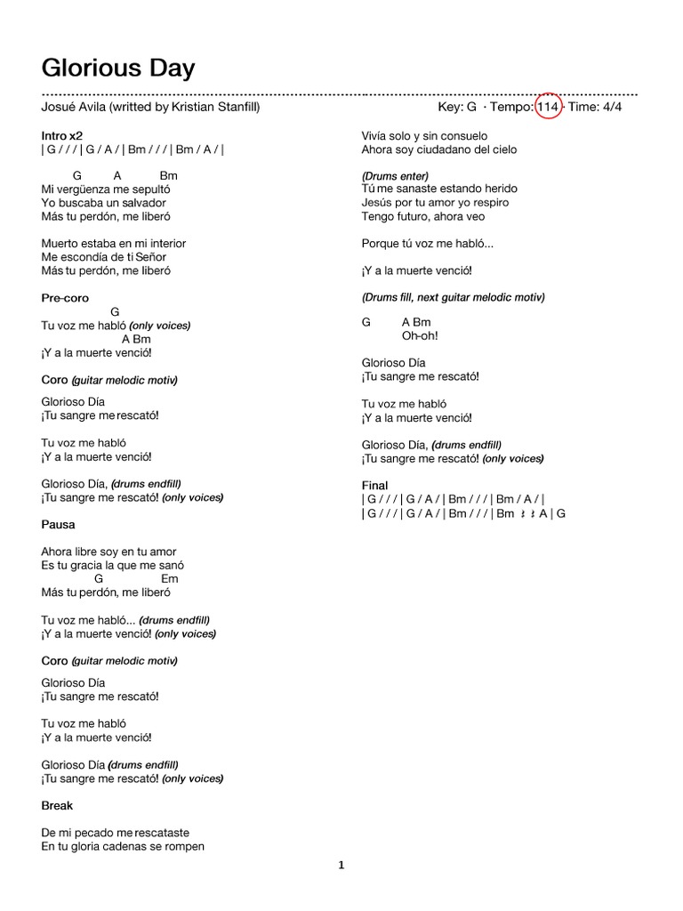 Glorius Day - Josue Avila | PDF
