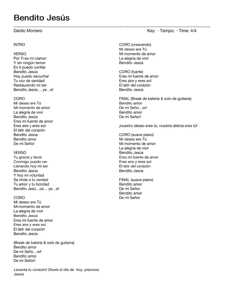 Bendito Jesús - Danilo Montero | PDF