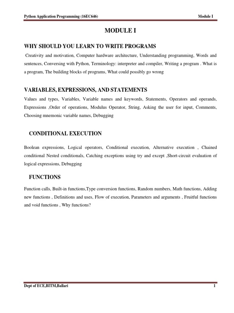 Module 1 Python | PDF