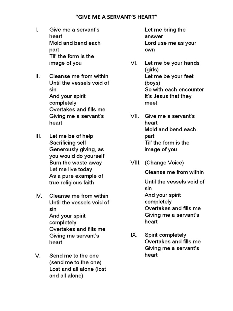 Servant S Heart A Prayer For Service Pdf Religion Spirituality