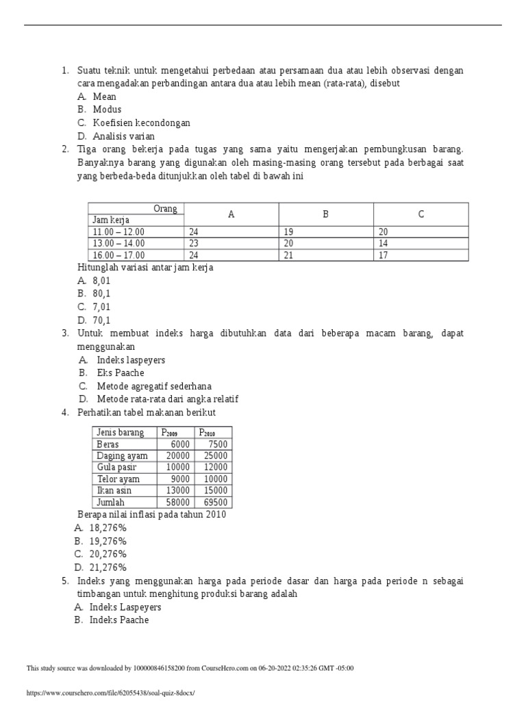 Soal Quiz 8 | PDF | Metode & Bahan Ajar