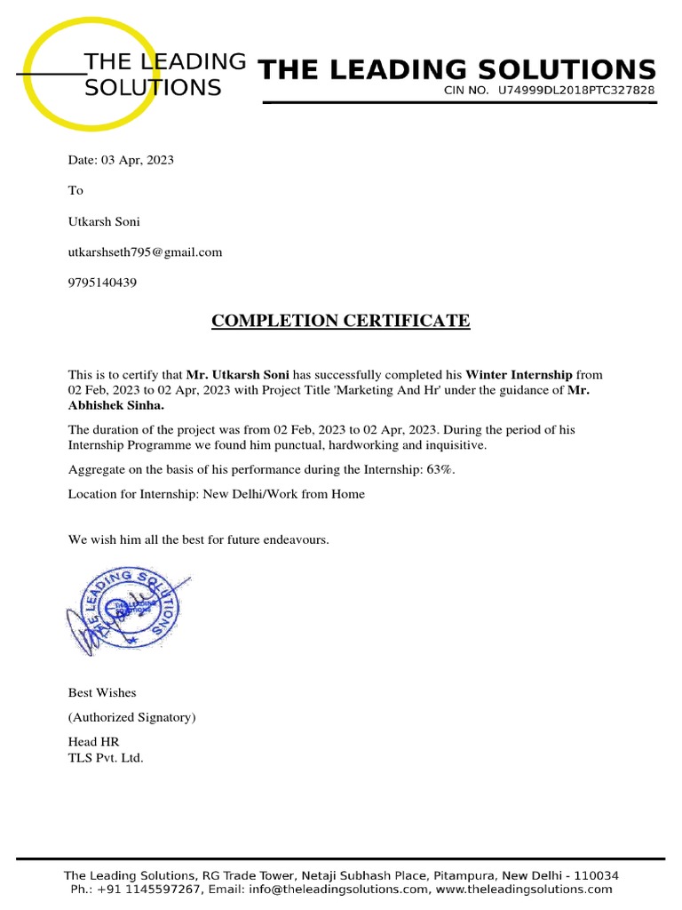 Utkarsh Soni SACE Certificate | PDF | Business