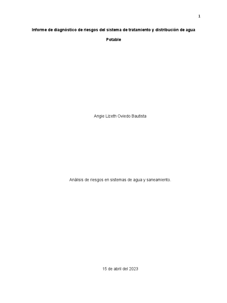 Informe de Diagnóstico de Riesgos Del Sistema de Tratamiento y Distribución de Agua Potable ...