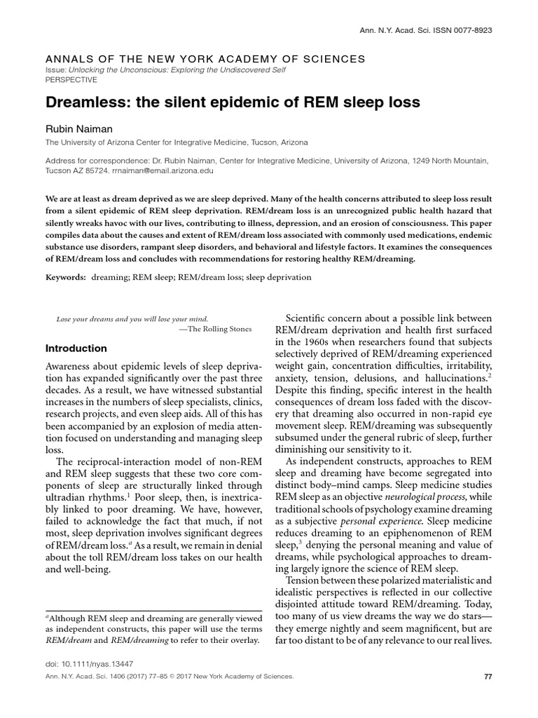 Dreamless: The Silent Epidemic of REM Sleep Loss: Lose Your Dreams and ...