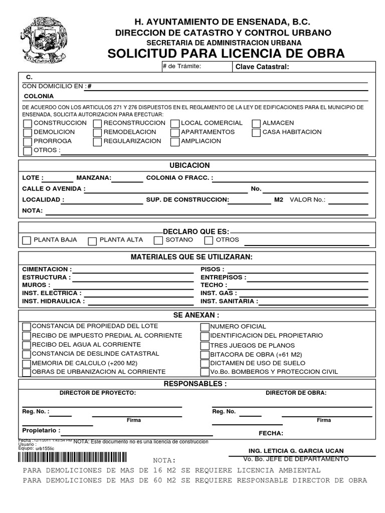Solicitud para Licencia de Obra | PDF | edificio | Diseño arquitectonico