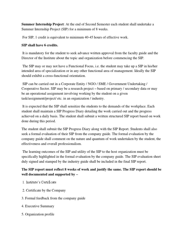 SIP Notice, Guide List and Guidelines | PDF | Master Of Business ...