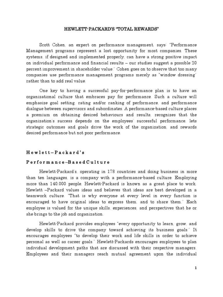 HP's Pay-for-Performance Strategy | PDF | Performance Management | Goal