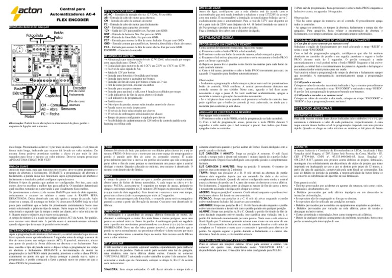 Manual Central AC4 Flex Encoder | PDF | Relé | Tempo