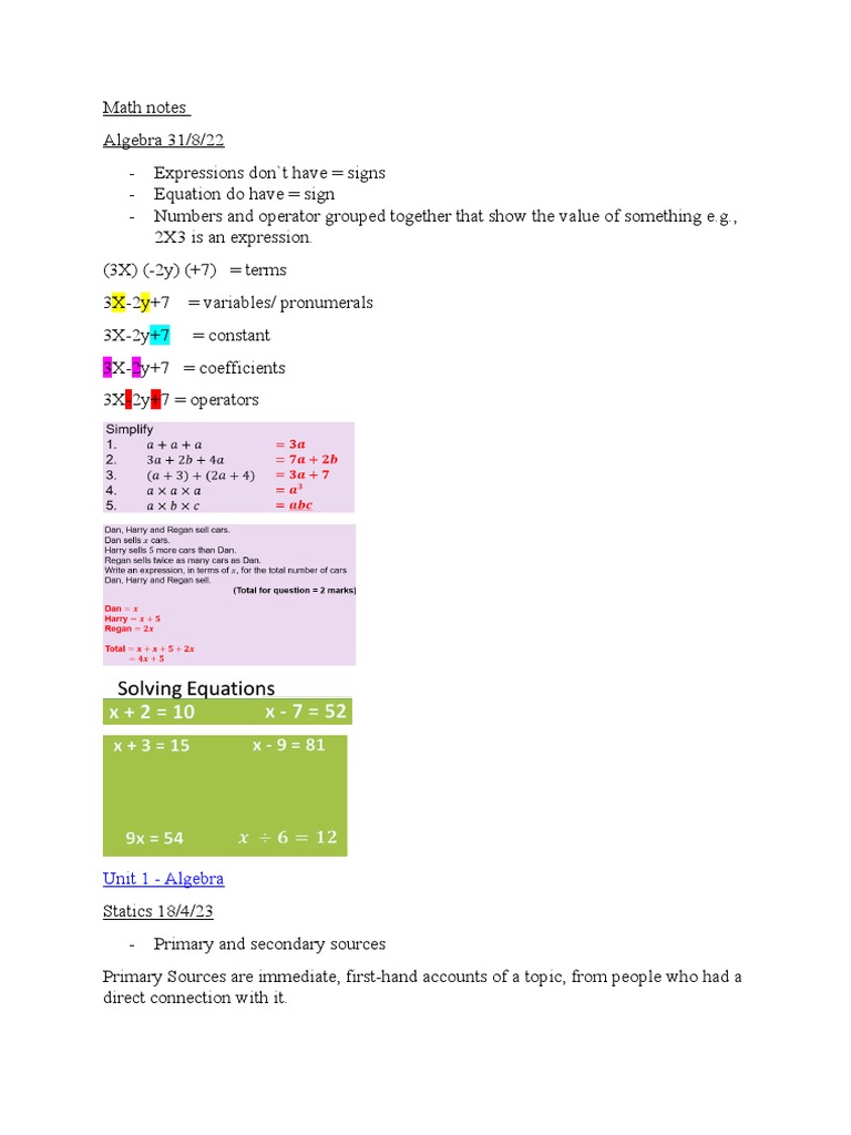 Math Notes | PDF | Data | Information