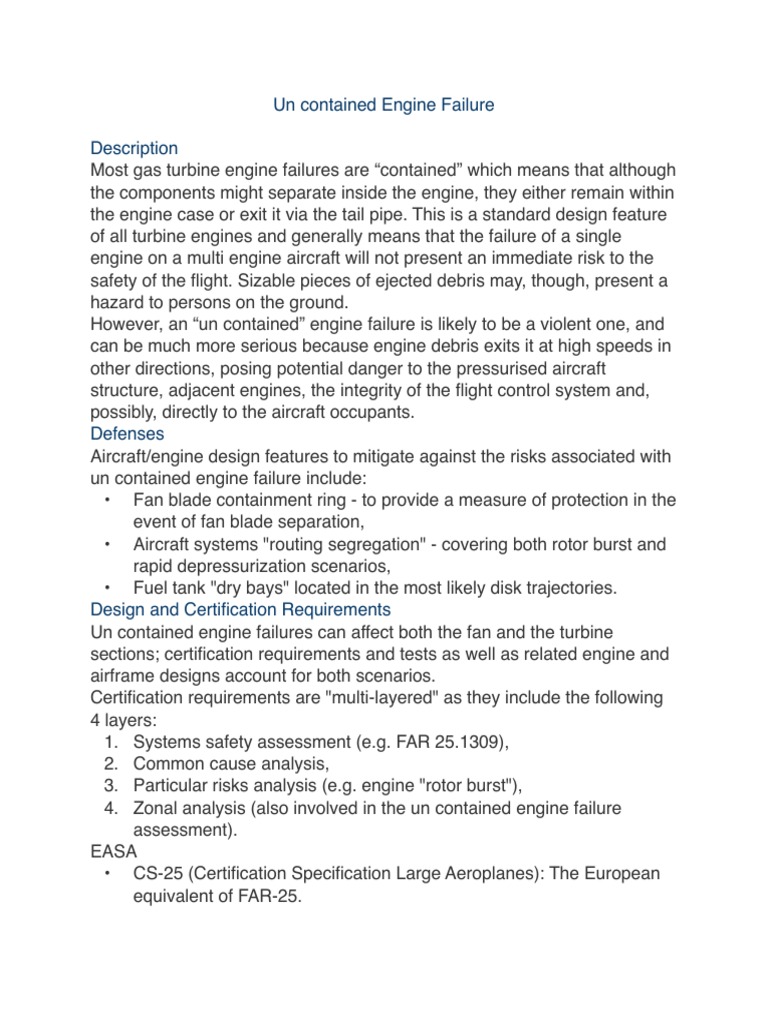 Un Contained Engine Failure | PDF | Turbine Engine Failure | Aerospace