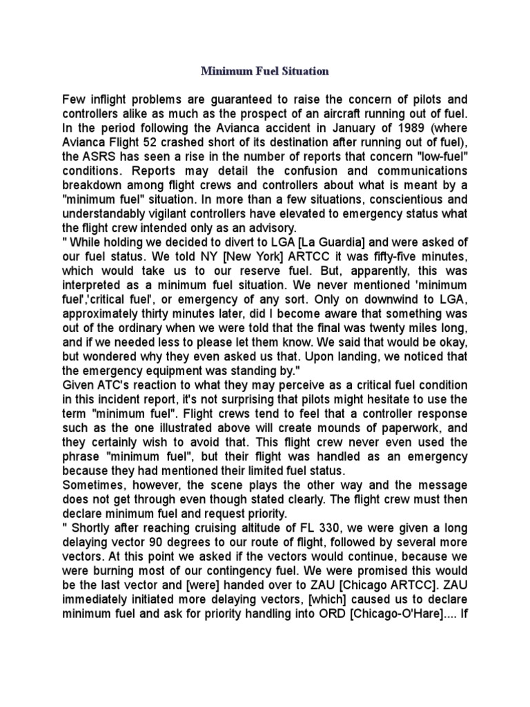 Minimum Fuel Situation | PDF | Air Traffic Control | Transponder ...
