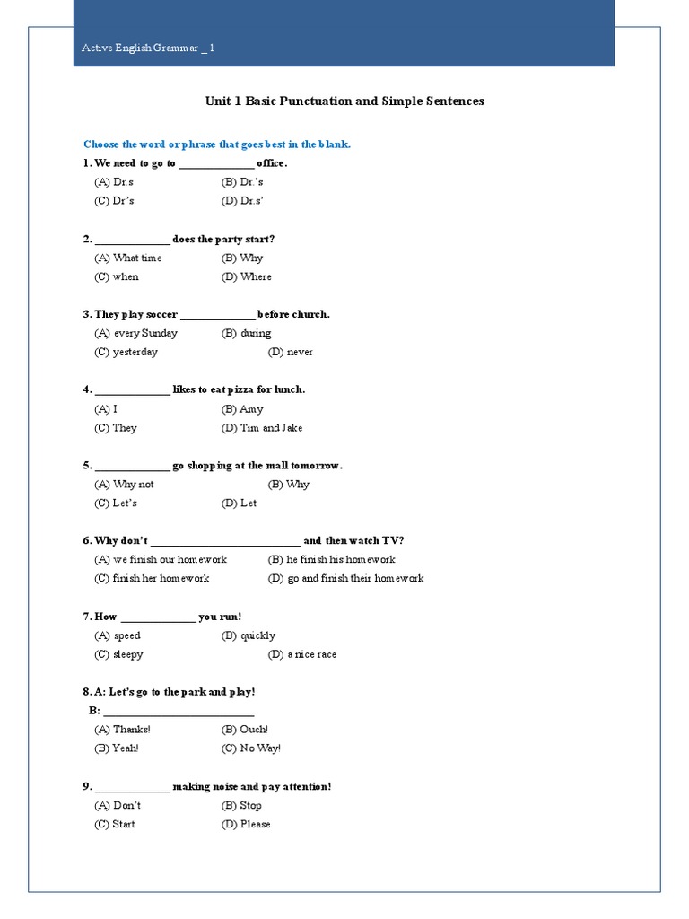 Active English Grammar Practice Test 1 | PDF | English Grammar ...