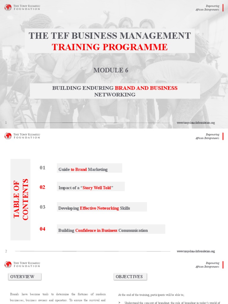 The Tef Business Management: Training Programme | PDF | Brand ...