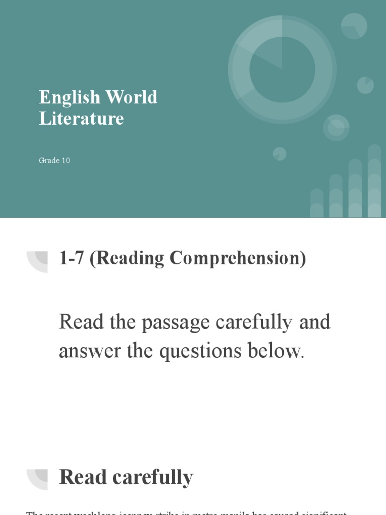 English World Literature: Grade 10 | PDF | Essays | Thought