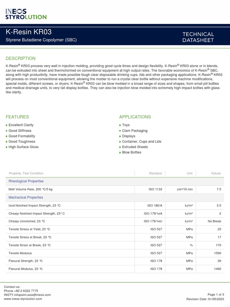 Styrolution TDS400900481370 | PDF | Strength Of Materials | Pascal (Unit)