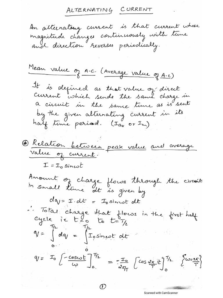 Alternating Current Notes 2021-22 | PDF