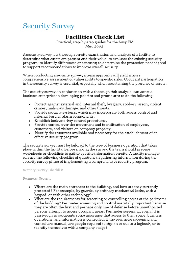 Security Survey | PDF | Securities | Security Alarm