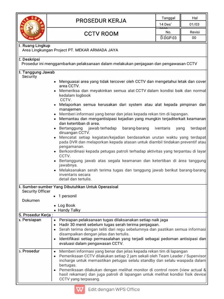 SOP Petugas CCTV | PDF