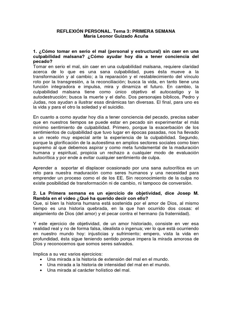 Reflexión Personal 3 | Descargar gratis PDF | Mal | Pecado
